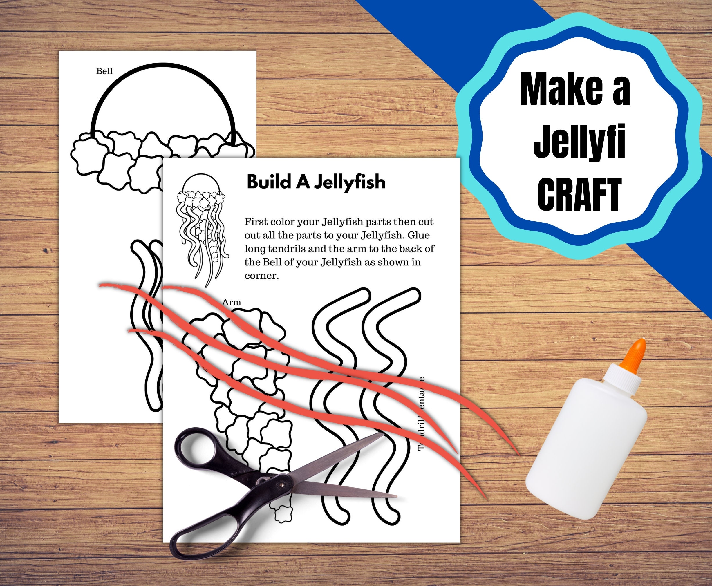 Printable Jellyfish Craft for Kids, Colorable Jellyfish. Build a ...
