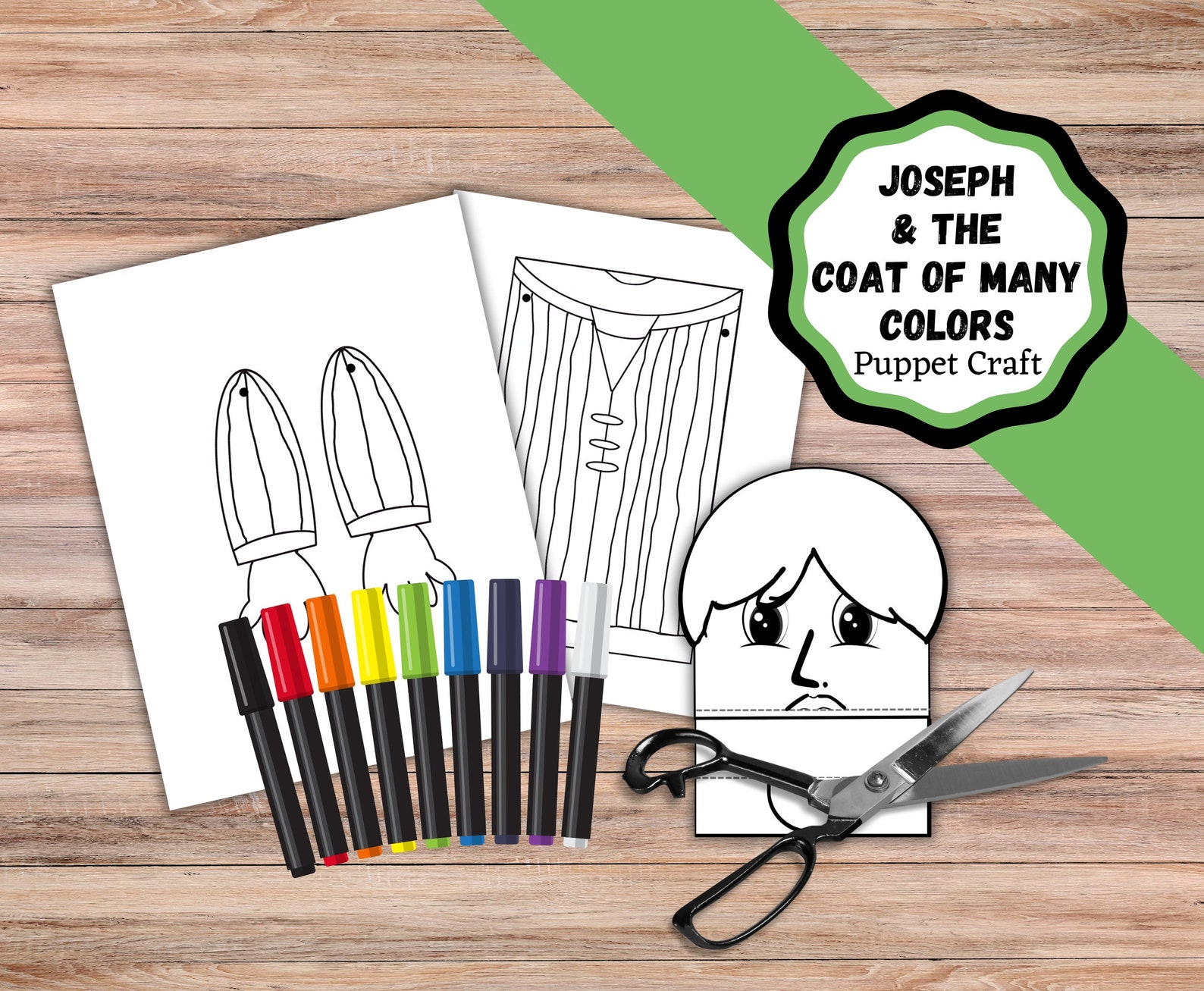 Printable Joseph and the Coat of Many Colors Paper Bag Puppet. Joseph ...