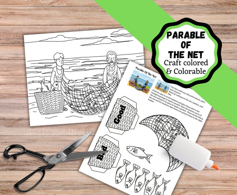 Parable of the Net Bible Craft With Scripture Page and Coloring/maze ...