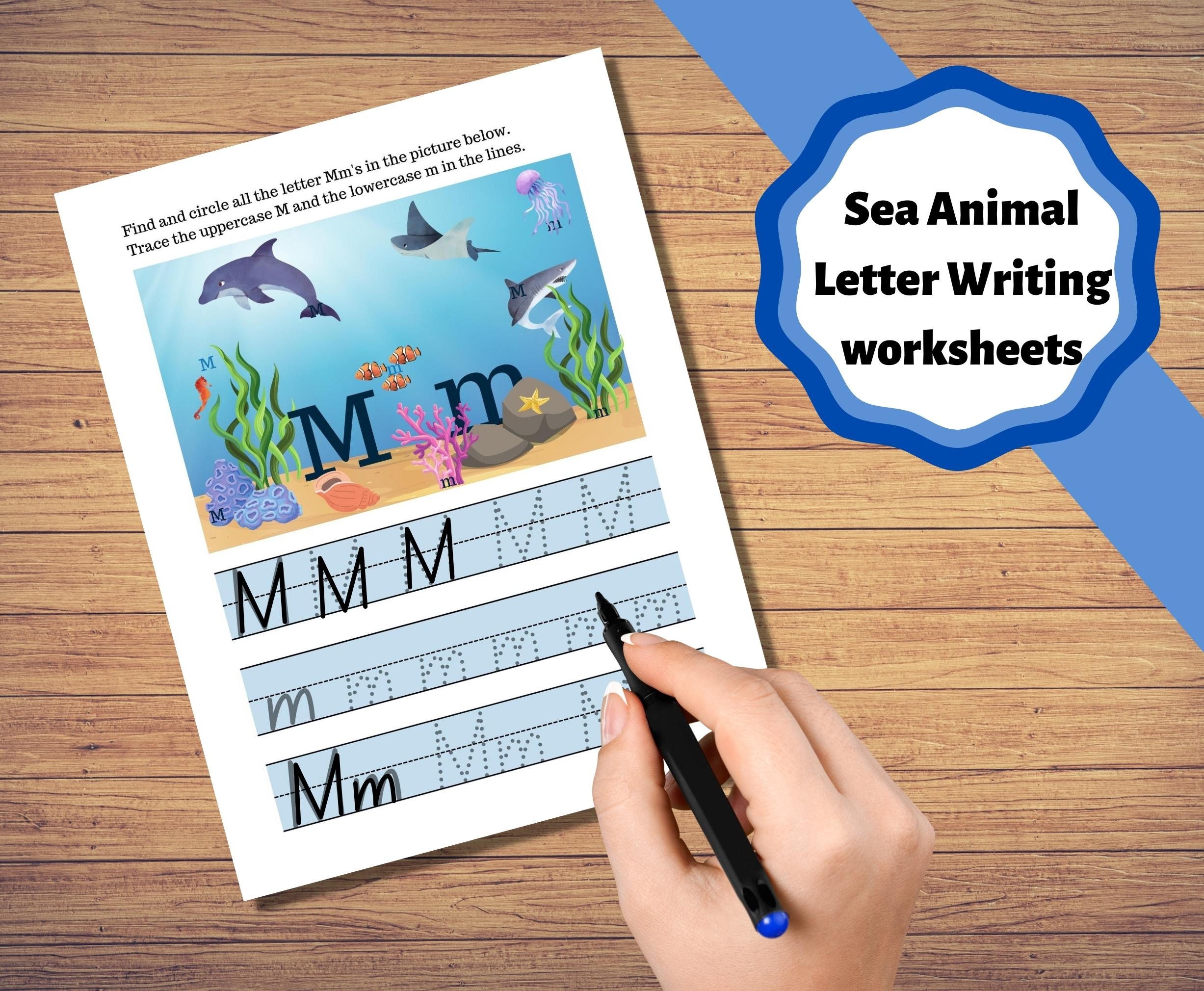 Sea Creature/underwater Printable Letter Writing Practice Worksheets ...
