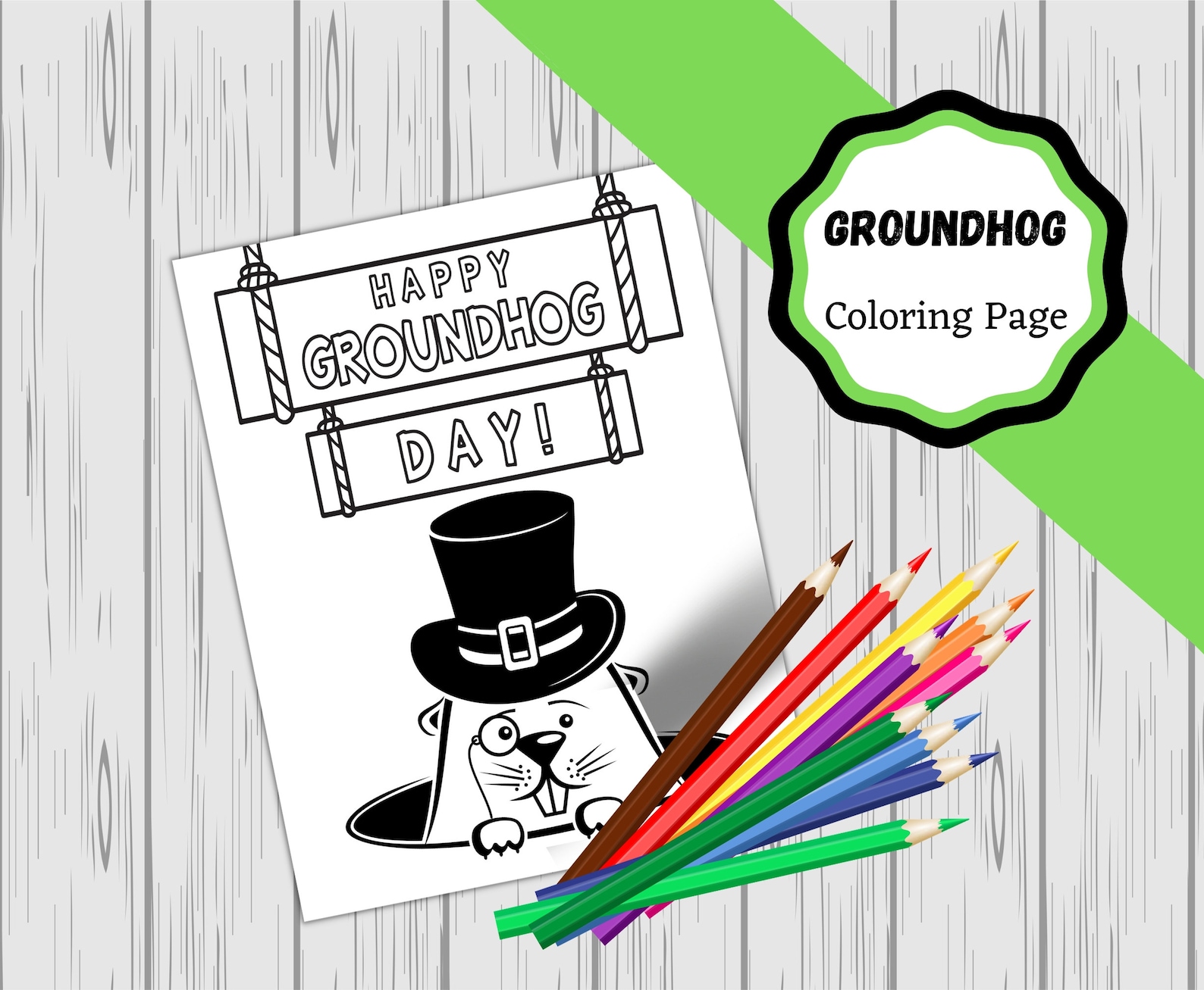 Printable Groundhog Paper Bag Puppet, Groundhog Day Paper Puppet Craft ...