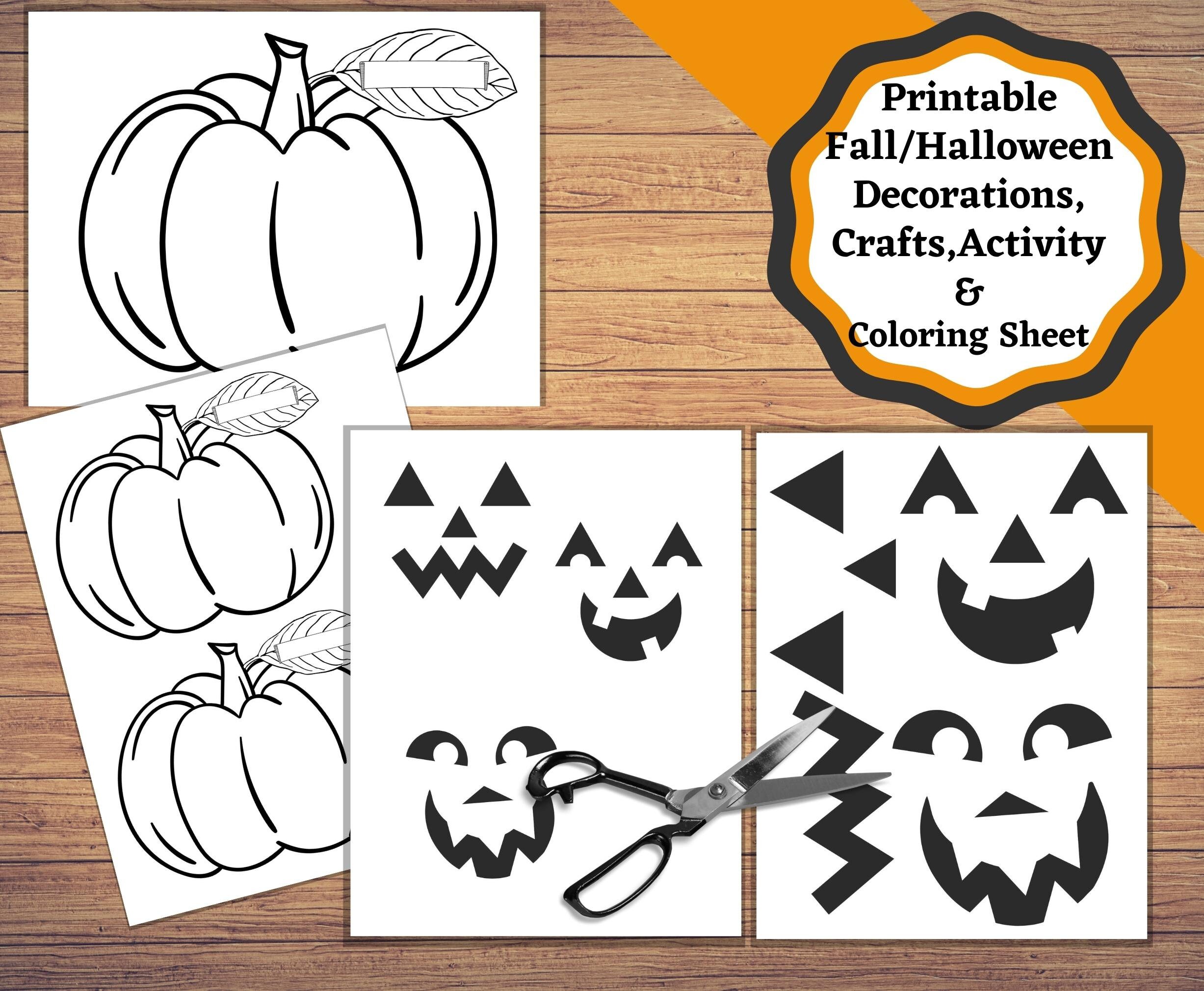 Fall/halloween Printable Bundle. Pumpkin & Jack-o-lantern Craft, Fall ...