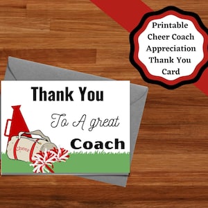 Cheer Coach Printable Thank You Card, Cheerleading - Etsy