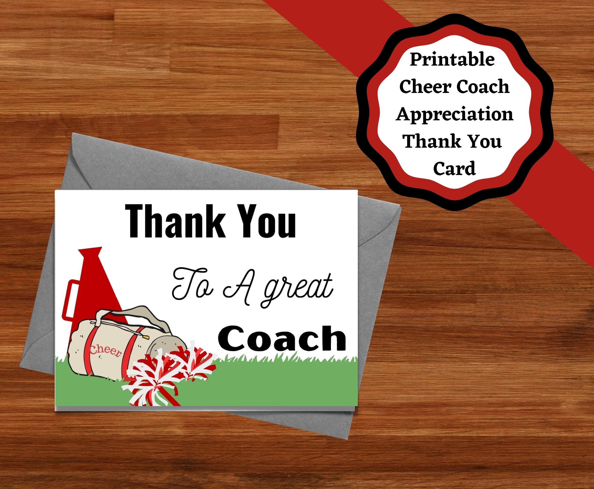 Cheer Coach Printable Thank You Card, Cheerleading - Etsy