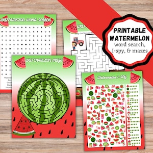 Printable Watermelon Activity Pages, Watermelon Themed Word Search, I ...