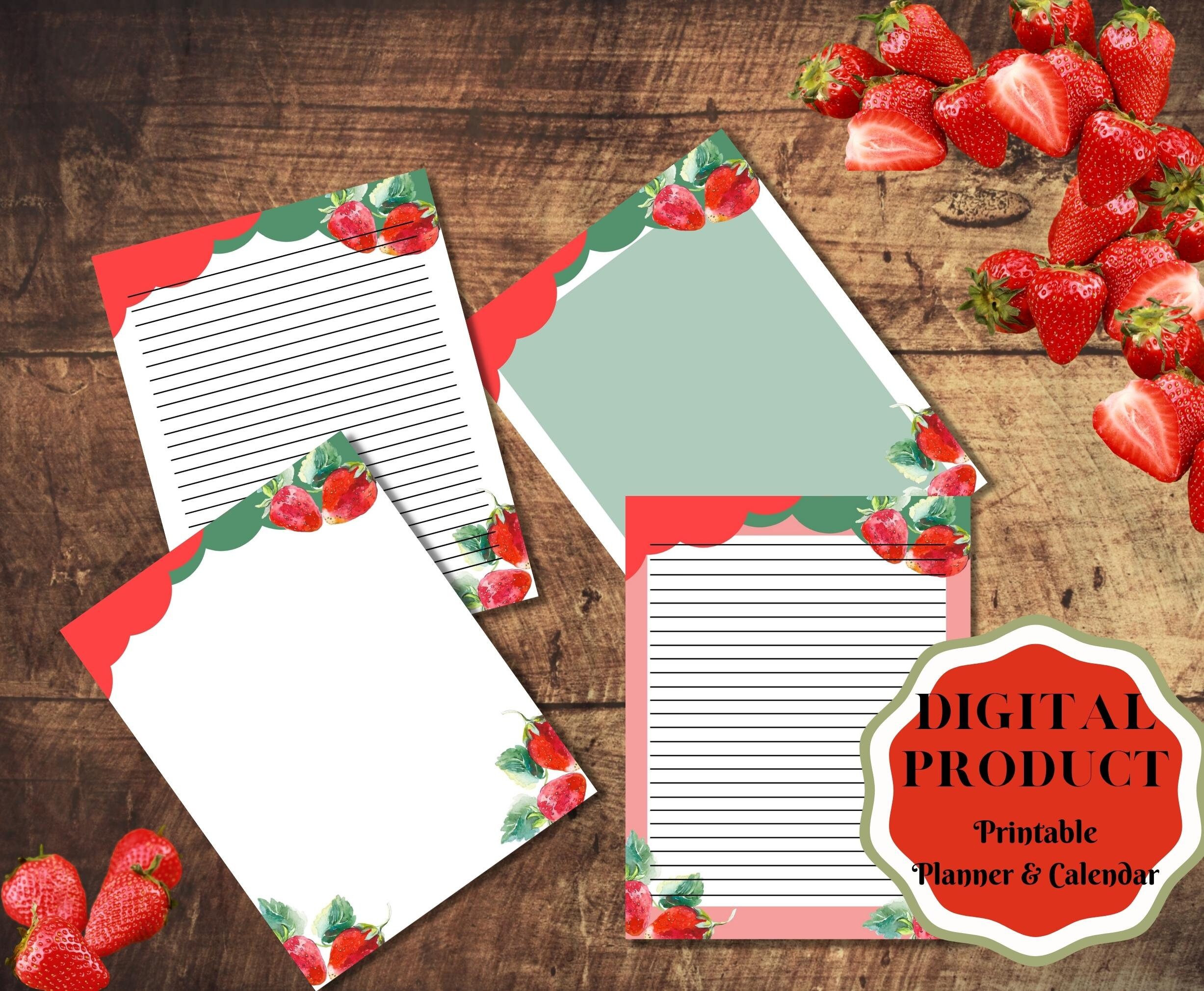 Strawberry Stationary, Spring Stationary, 8 Different Designs Some With ...