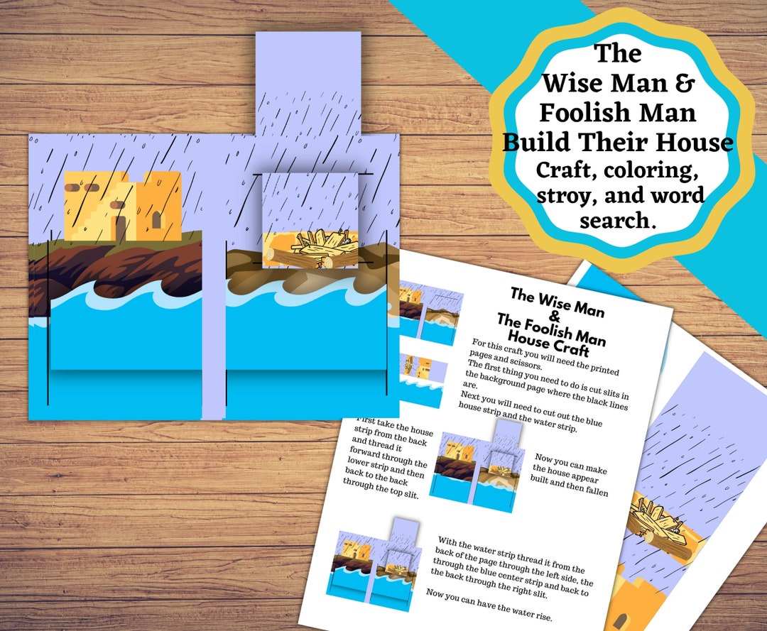 Printable Wise Built His House on the Rock and Foolish Man Built His on ...