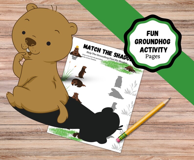 Printable Activity Pages for Groundhog Day, Match the Shadow, Vote on ...