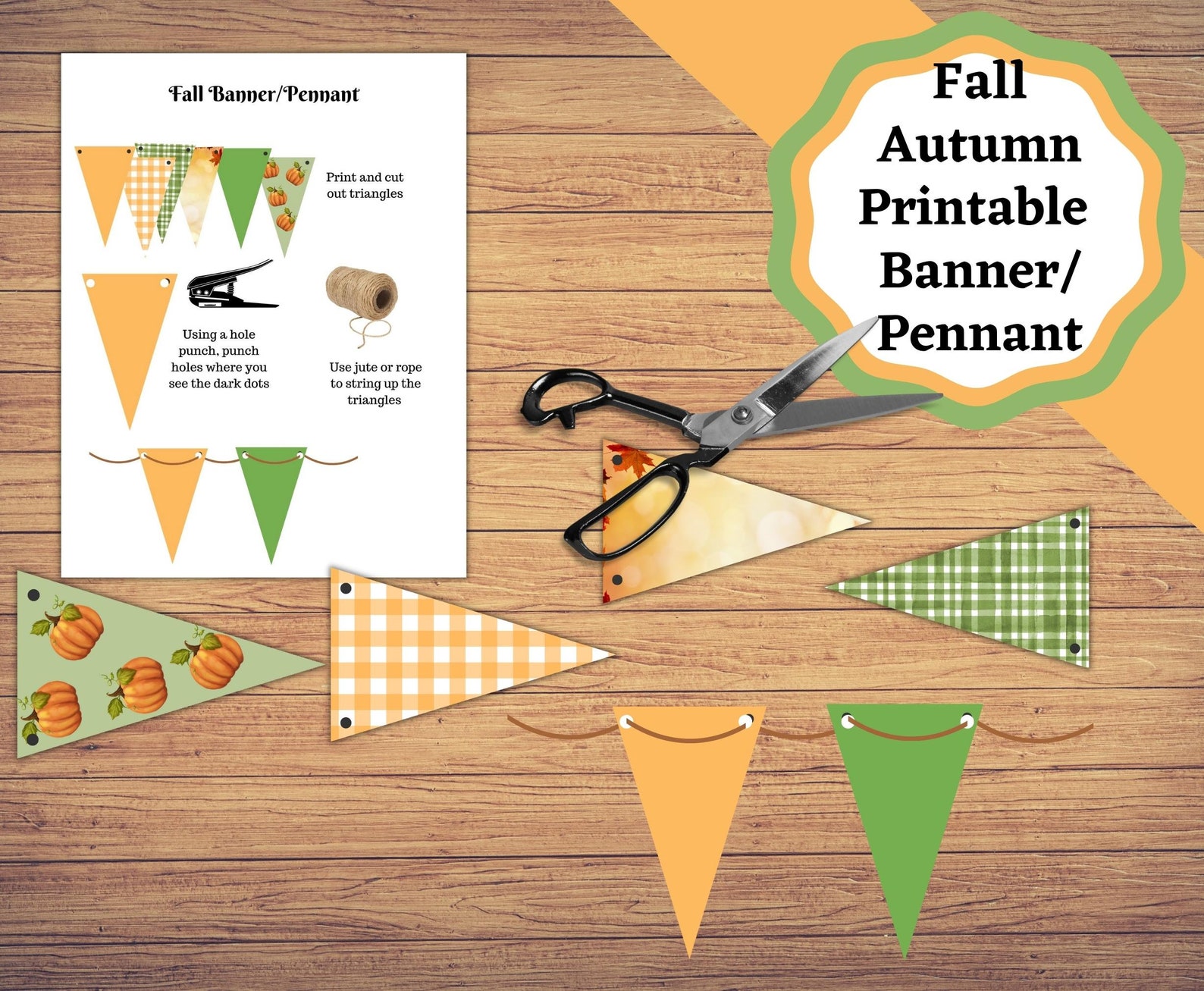 Fall Autumn Banner/pennant, Printable Fall Decoration - Etsy