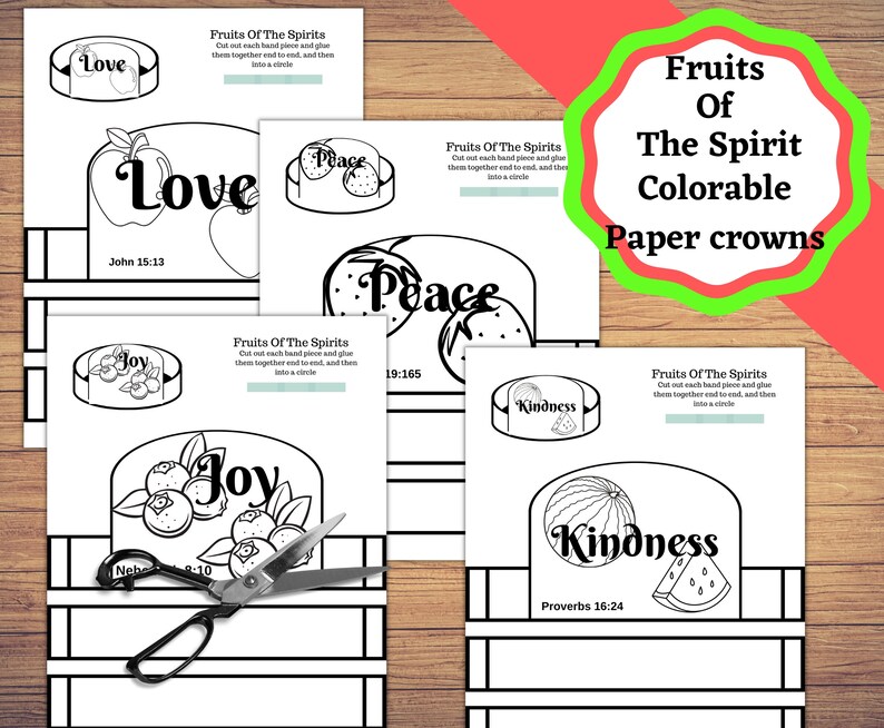 Printable Fruits of the Spirit Colorable Paper Crowns. Fruits of the ...
