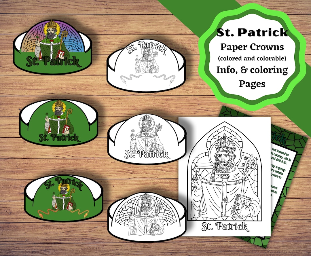 Printable St. Patrick Paper Crowns, Coloring Page, Info Sheet. St ...