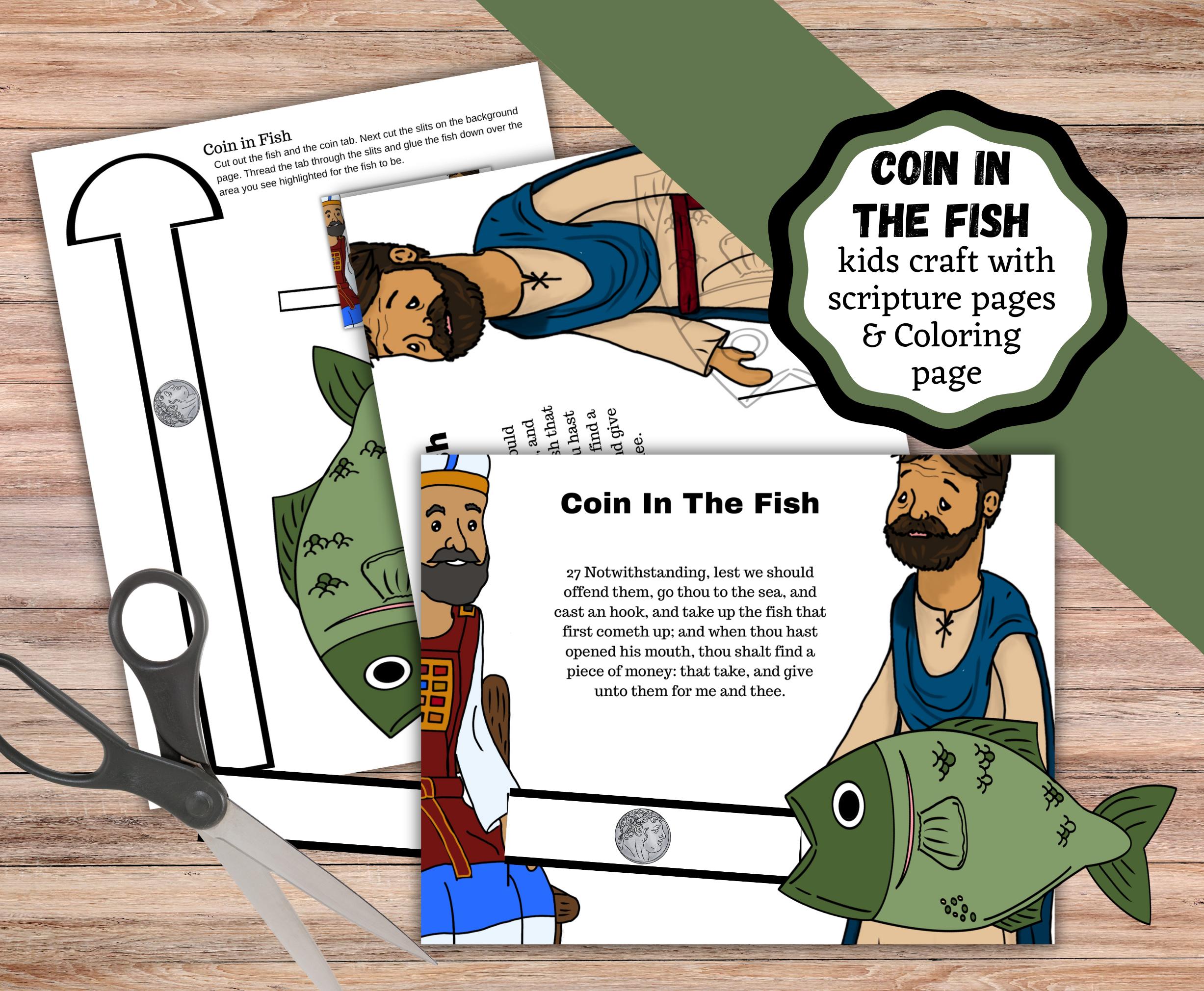 Coin in the Fish Bible Craft & Lesson. Jesus Pays the Temple Tax for ...