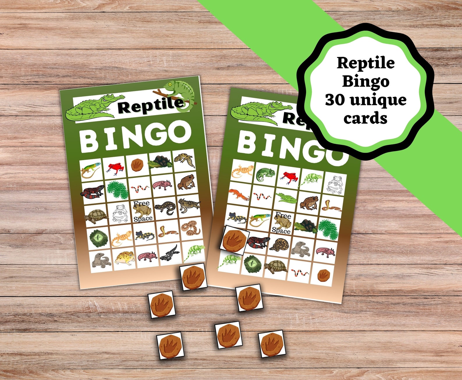 Printable Reptile Themed Bingo Cards, Printable Reptile Bingo Game ...