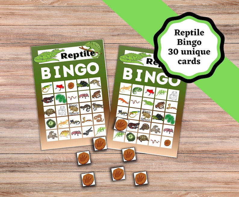 Printable Reptile Themed Bingo Cards, Printable Reptile Bingo Game ...