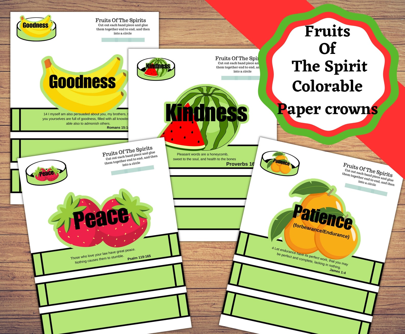Printable Fruits of the Spirit Paper Crowns. Fruits of the Spirit Kids ...