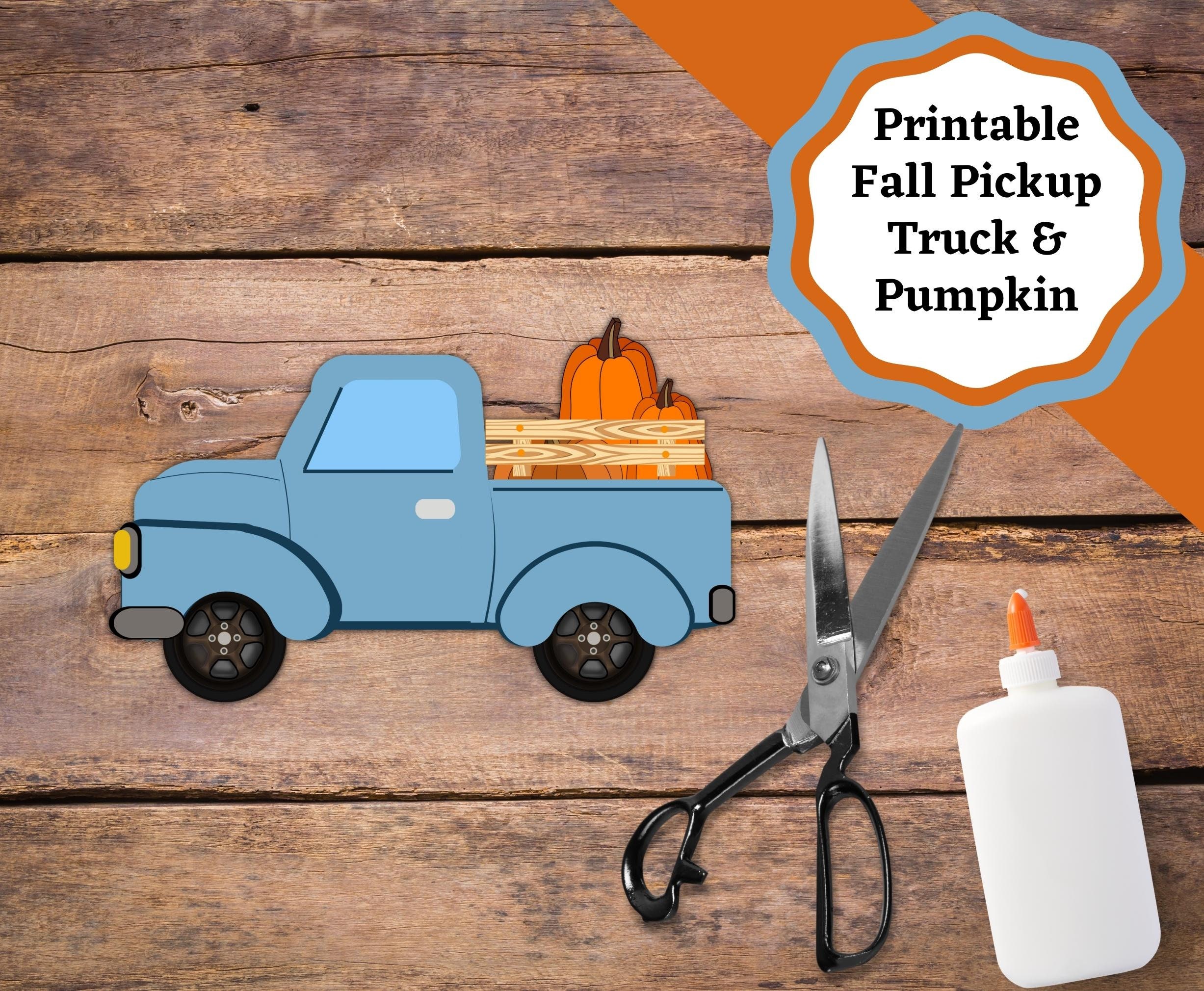 Printable Blue Truck With Pumpkin, Great Fall Decoration or Class Craft ...