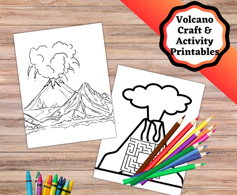 Printable Volcano Craft Pages, Craft, Activity, Coloring, and Maze ...