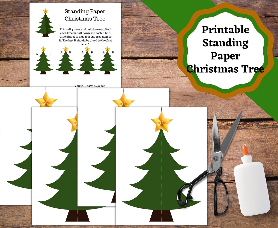 Standing Paper Christmas Tree, Printable Christmas Tree Table Topper ...