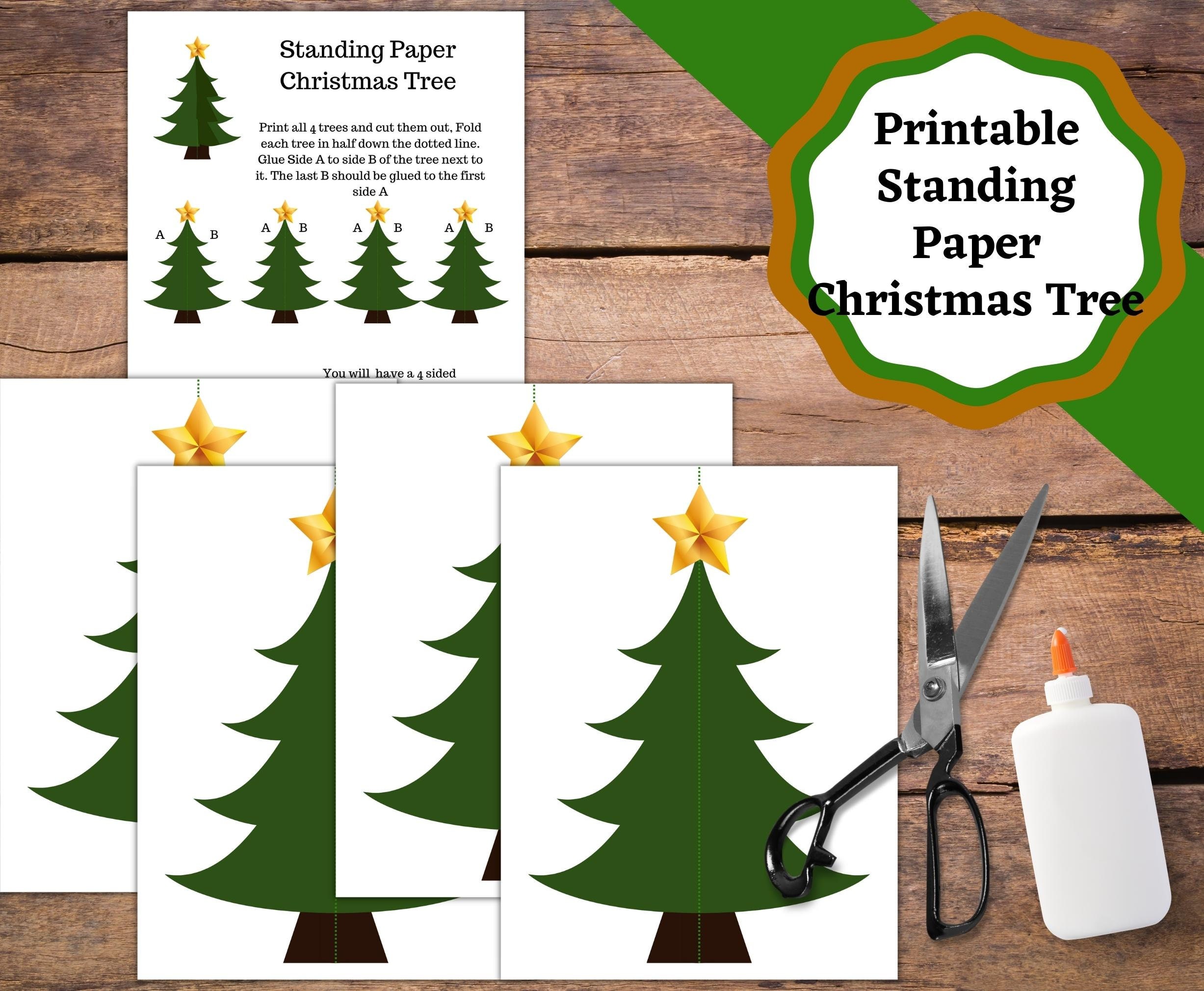 Standing Paper Christmas Tree, Printable Christmas Tree Table Topper ...
