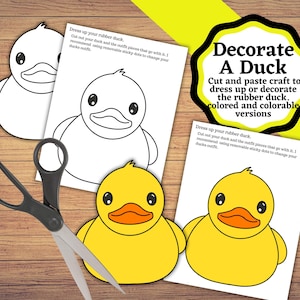 Rubber Duck Kids Craft, Cut and Paste Decorate a Rubber Duck. Color a ...