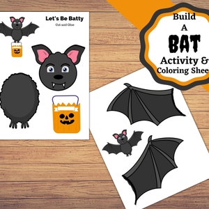 Printable Bat, Create a Bat Cut and Paste Craft With Coloring Sheet. - Etsy