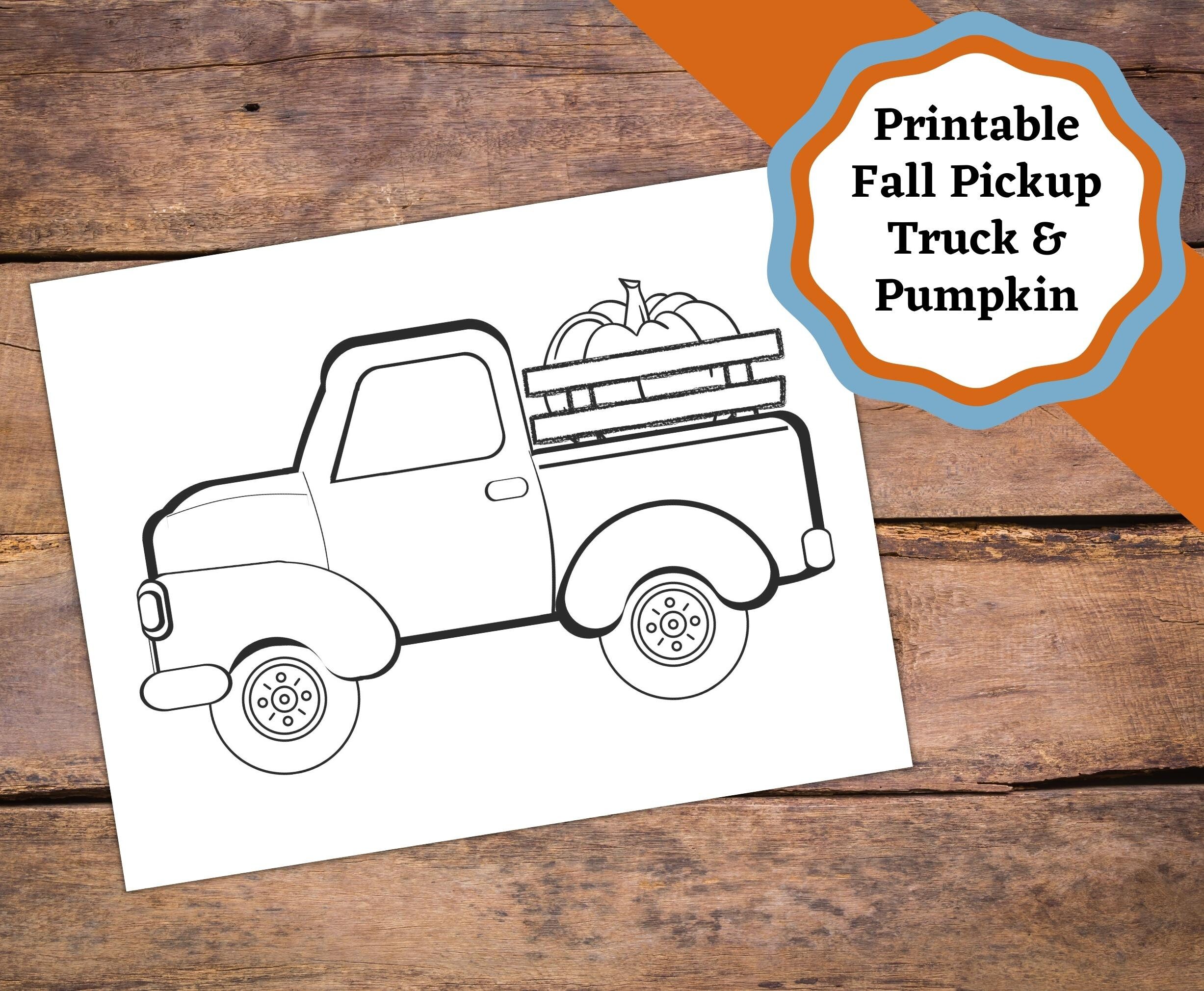 Printable Blue Truck With Pumpkin, Great Fall Decoration or Class Craft ...