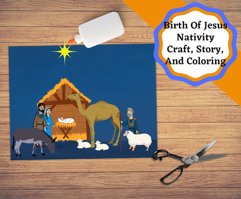 Birth of Jesus Printable Craft. Christmas Nativity Birth of Christ ...