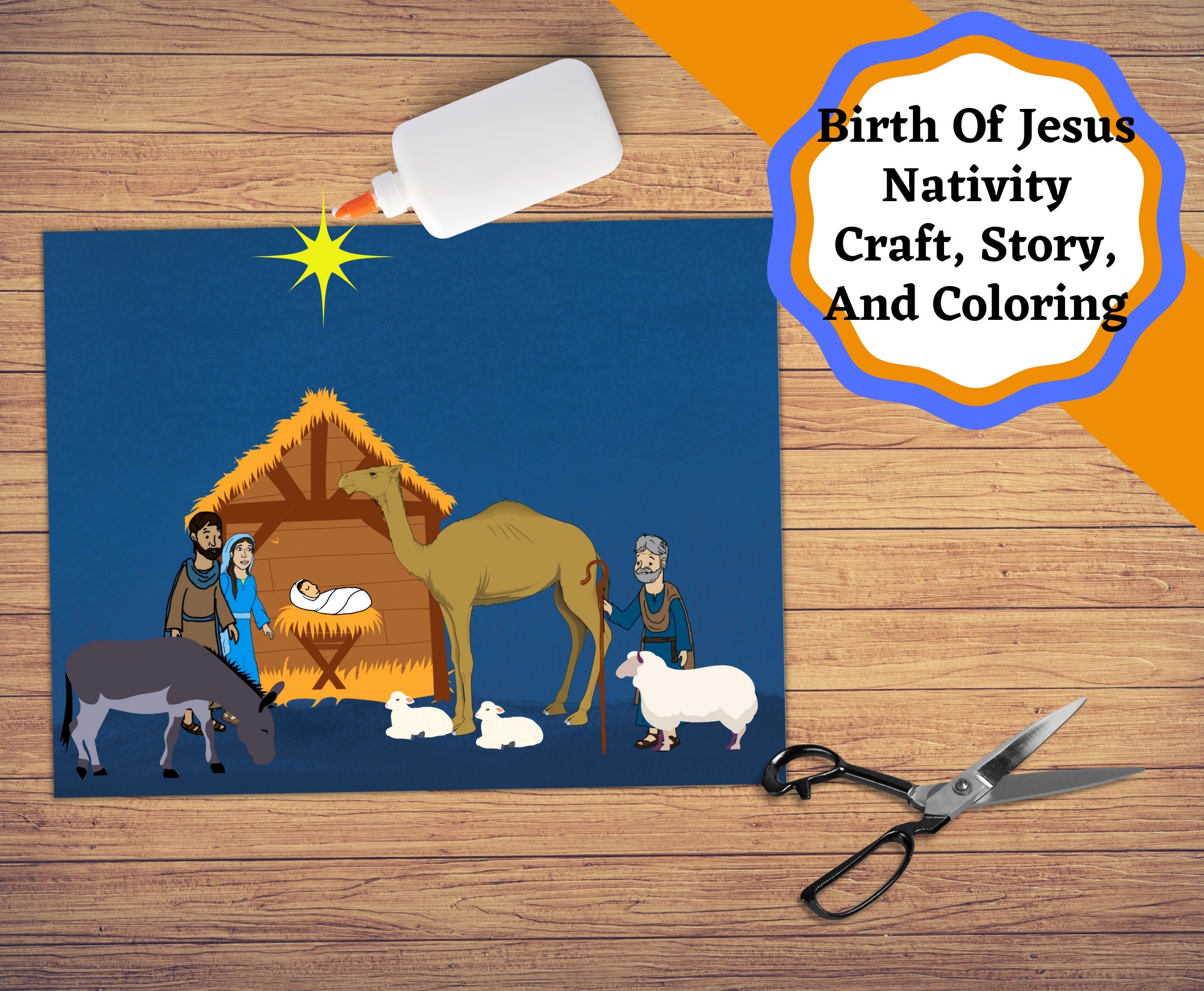 Birth of Jesus Printable Craft. Christmas Nativity Birth of Christ ...