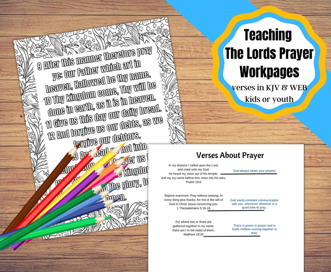 Printable Work Pages for Studding or Teaching the Lords Prayer for ...