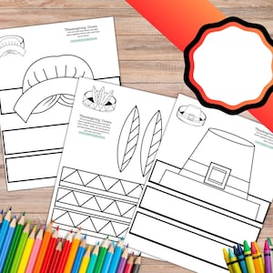 Thanksgiving Paper Crowns, Printable Paper Crowns With Pilgrim Hat and ...