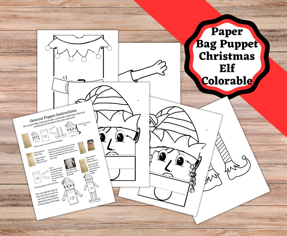 Printable Paper Bag Elf Puppet. This is a Colorable Elf Printable to ...