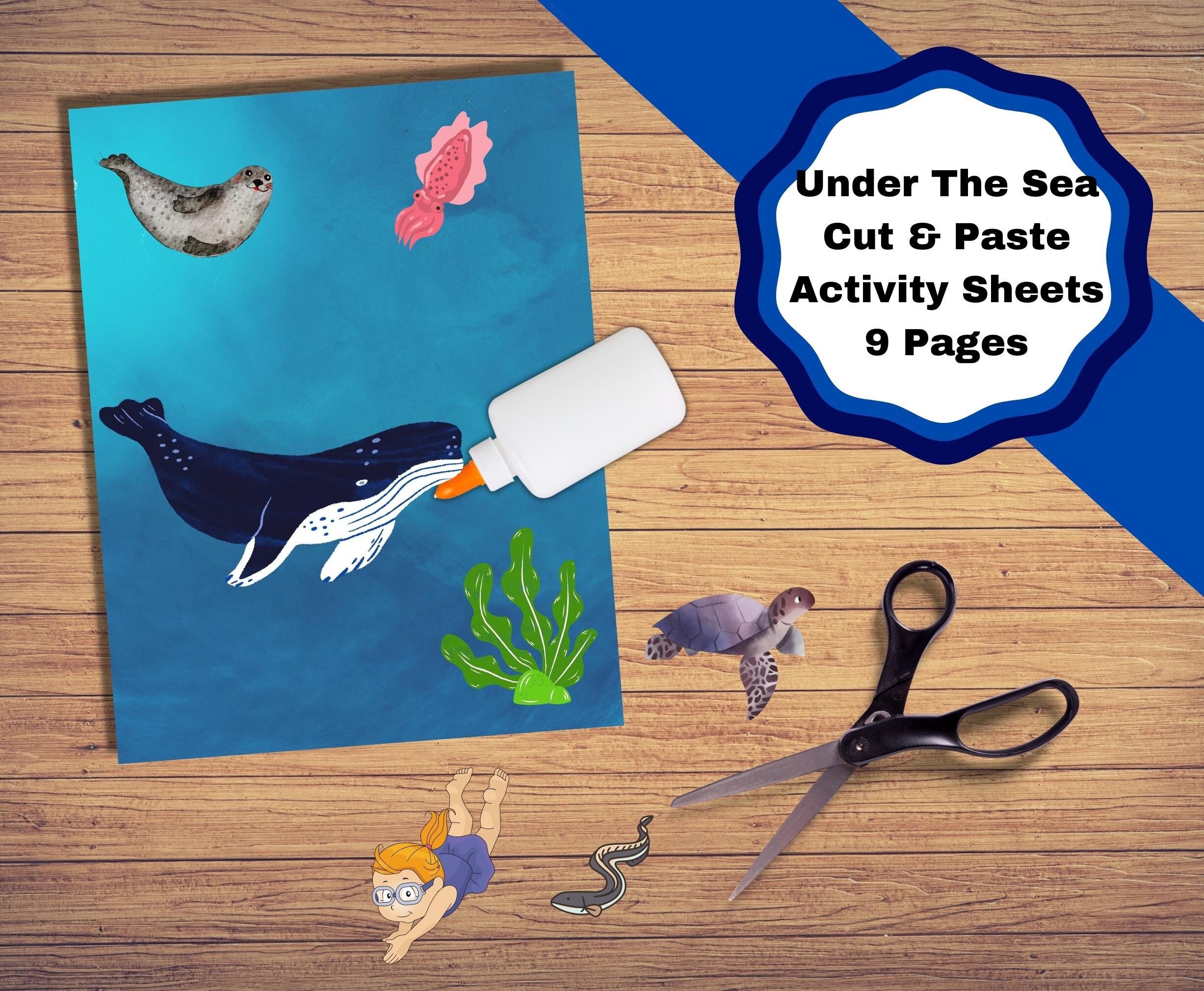 Printable Under the Sea Cut and Paste Activity for Kids, Scissor Skills ...