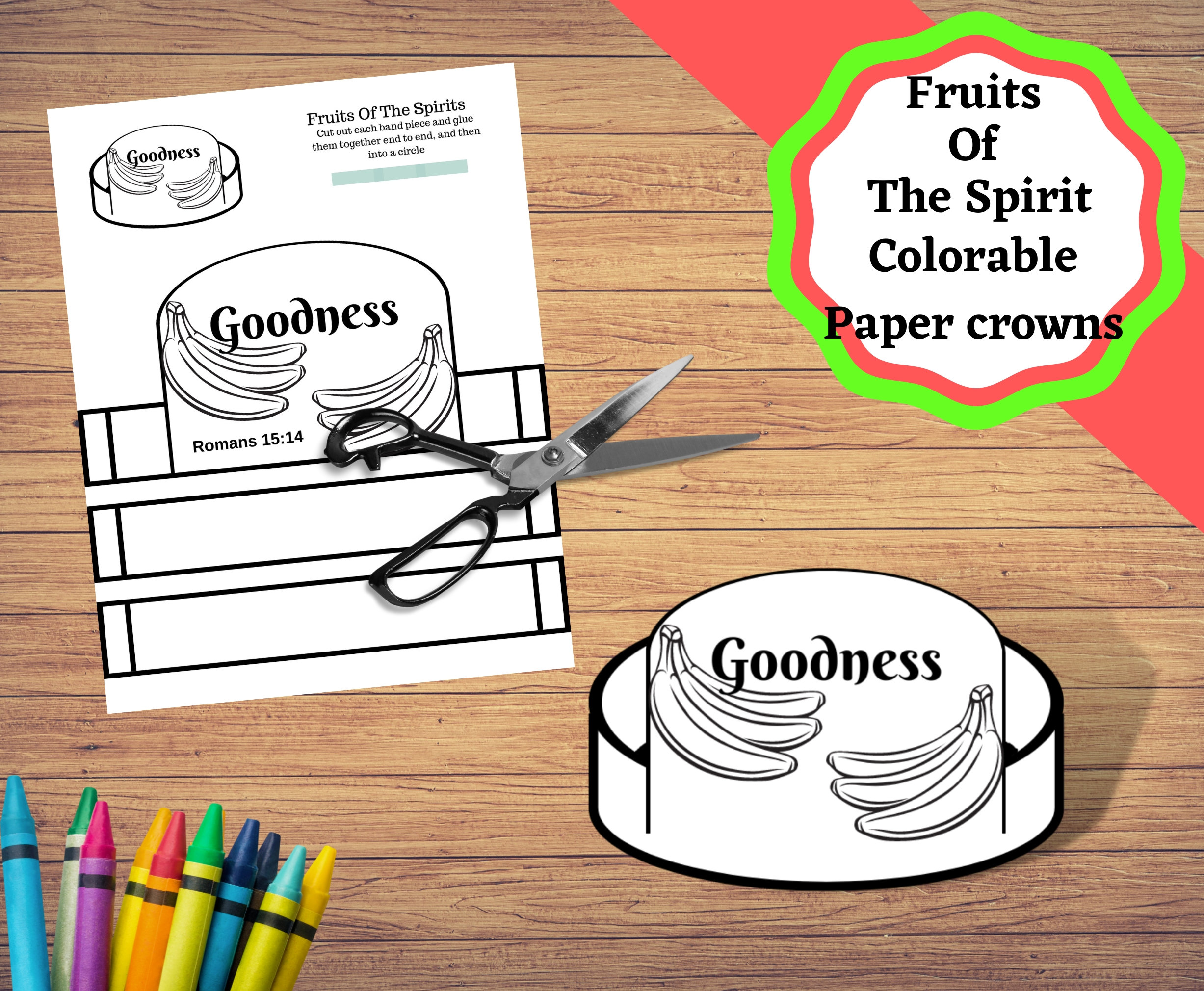 Printable Fruits of the Spirit Colorable Paper Crowns. Fruits of the ...