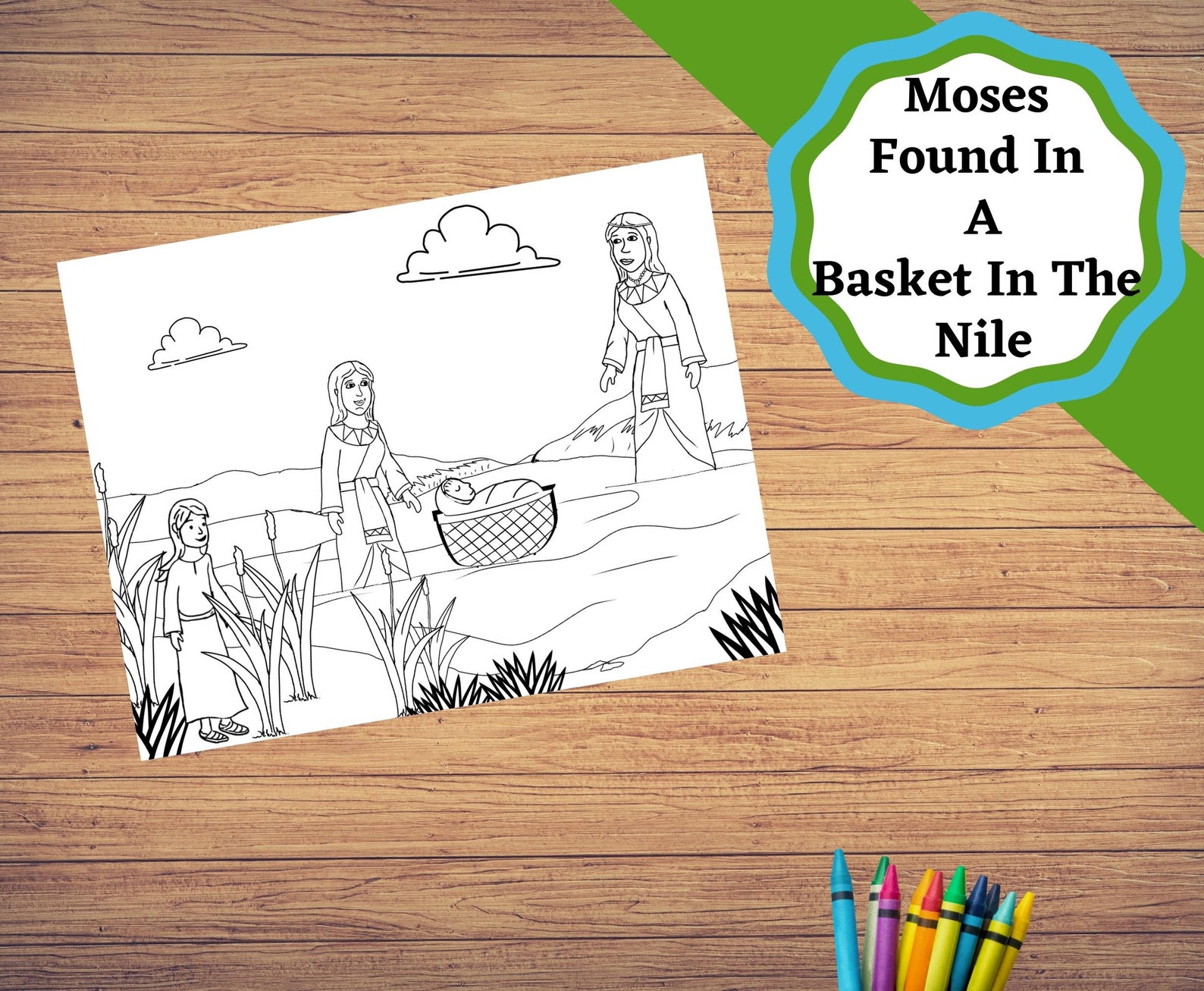 Moses Found in the Nile in A Basket, Printable Craft, Story Page, and ...