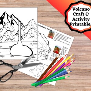 Printable Volcano Craft Pages, Craft, Activity, Coloring, and Maze ...