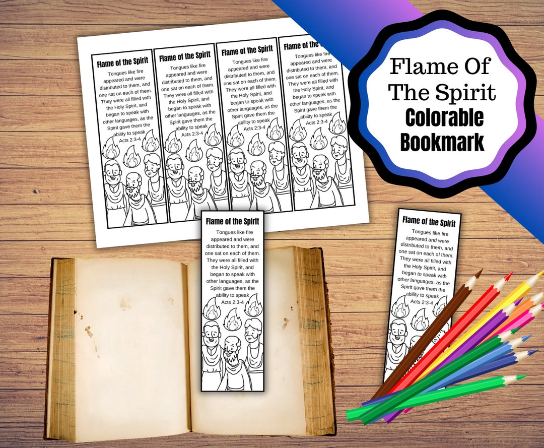 Colorable Bookmark About the Day of Pentecost, Flame of the Spirit ...