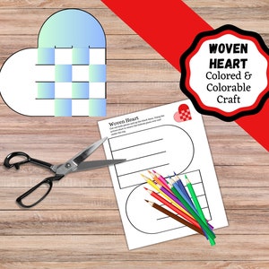 Printable Woven Heart Craft. Woven Heart Kids Craft, Valentine Craft ...