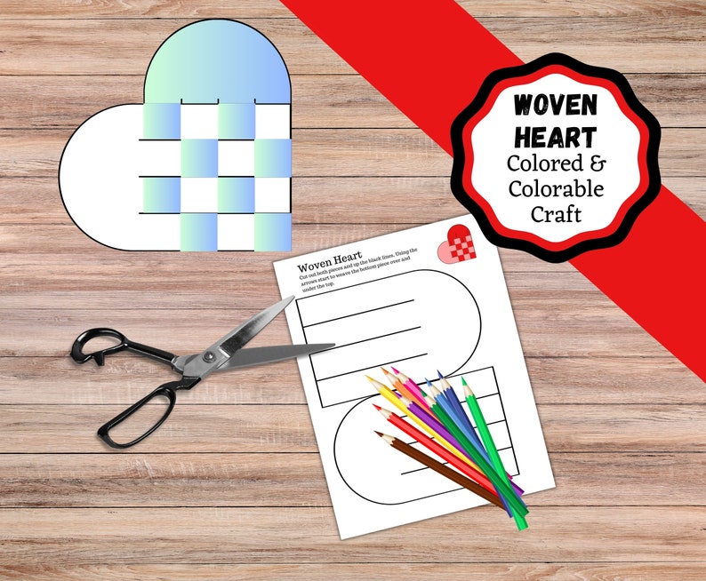 Printable Woven Heart Craft. Woven Heart Kids Craft, Valentine Craft ...