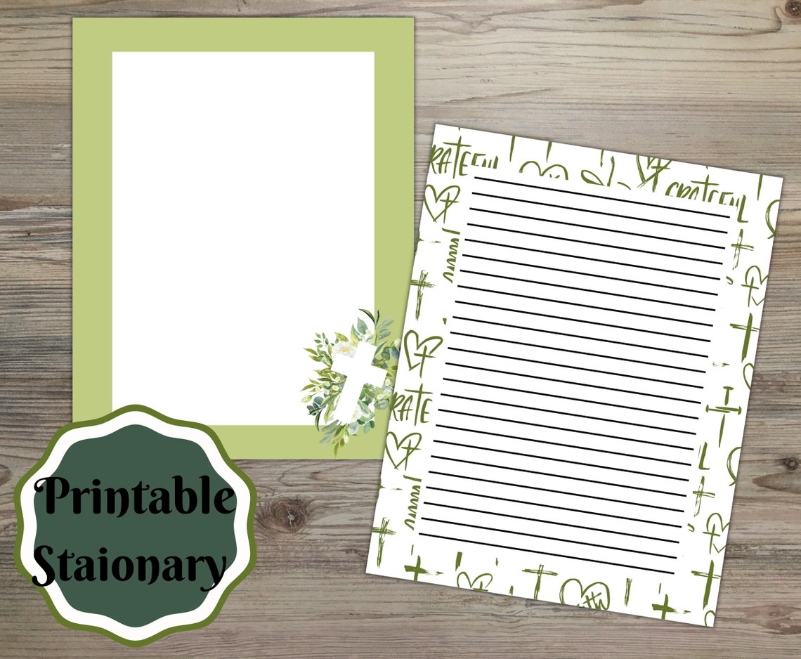 Printable Christian Stationary, Blue and Green Peaceful Stationary With ...