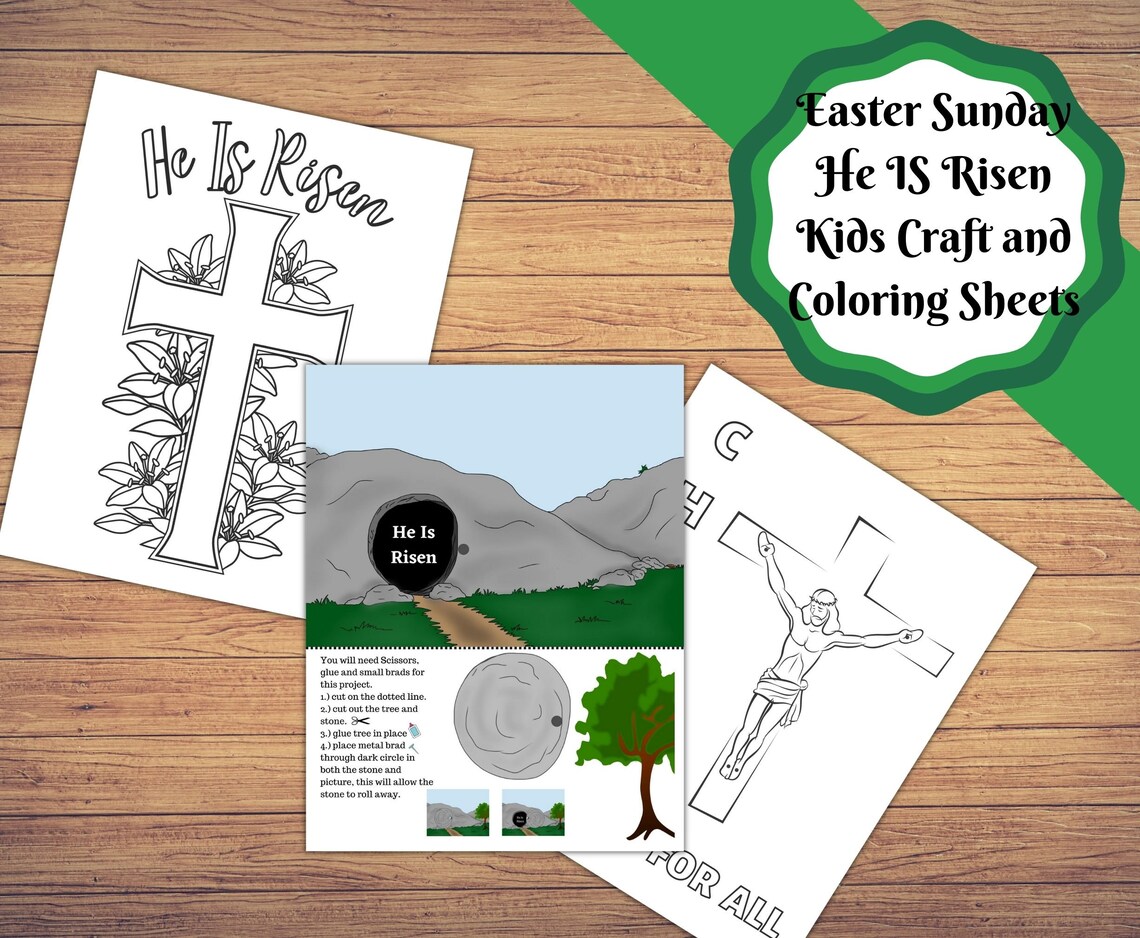 Easter Sunday Printable, He is Risen Kids Craft/activity and Coloring ...