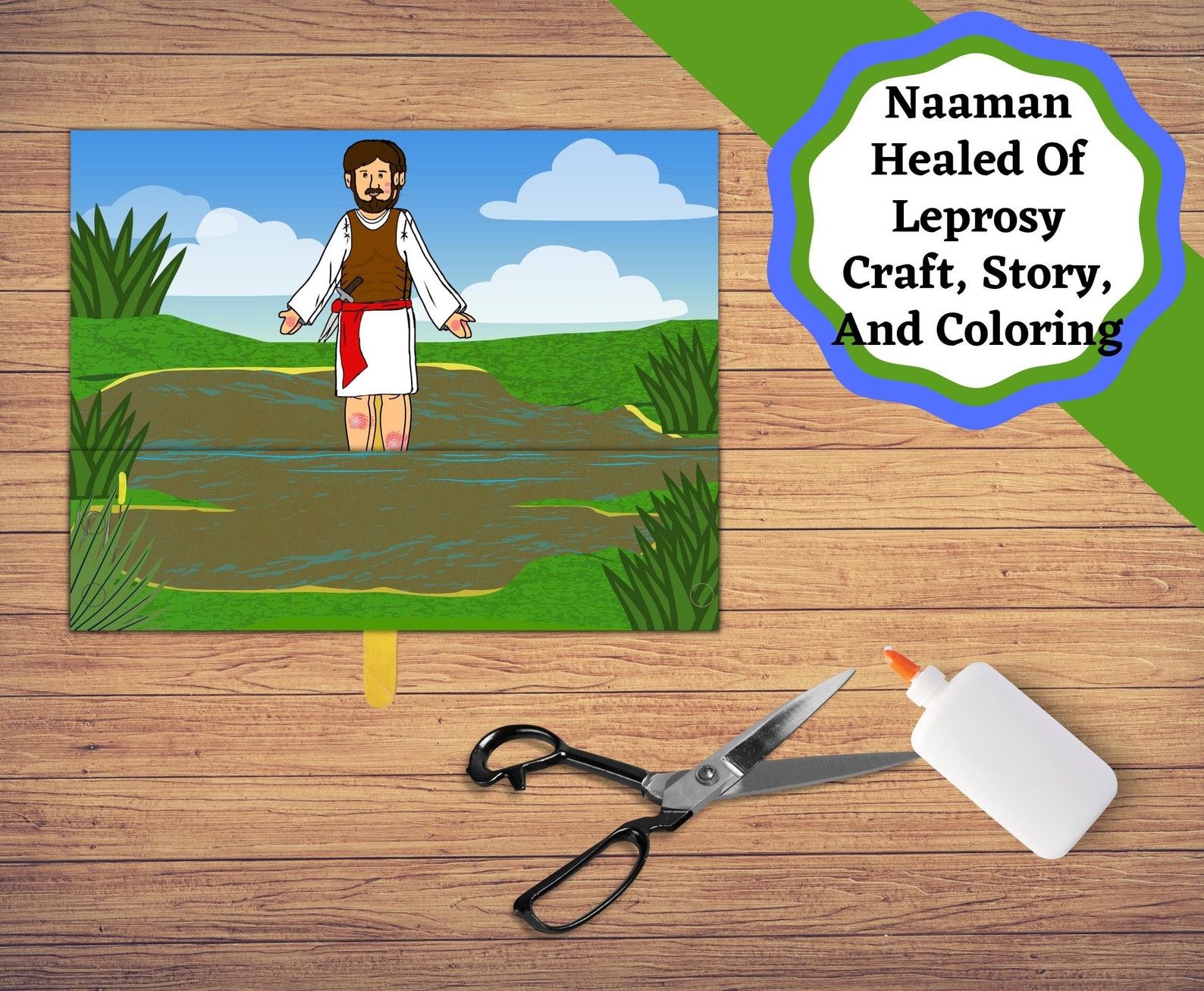 Naaman Healed of Leprosy, Printable Craft, Story, and Coloring Page ...