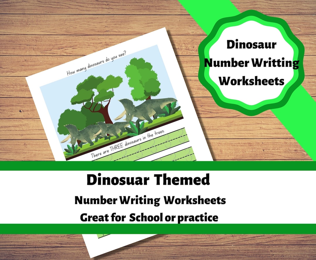 Dinosaur Themed Printable Number Writing Practice Pages, Numbers 0-10 ...