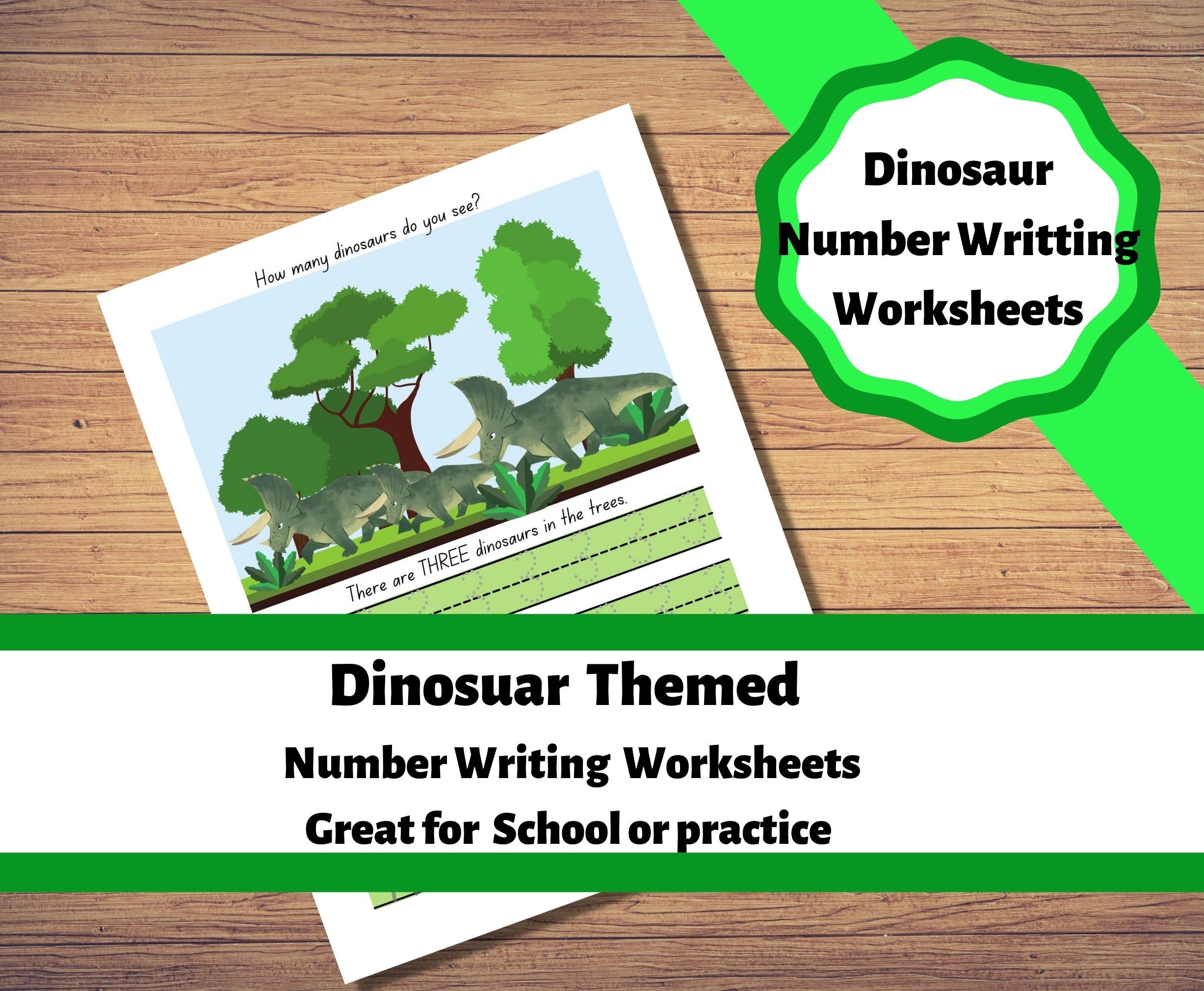 Dinosaur Themed Printable Number Writing Practice Pages, Numbers 0-10 ...