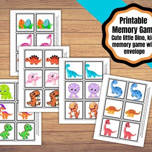 Printable Cute Dino Kids Memory Game. Printable Memory Game for Kids ...