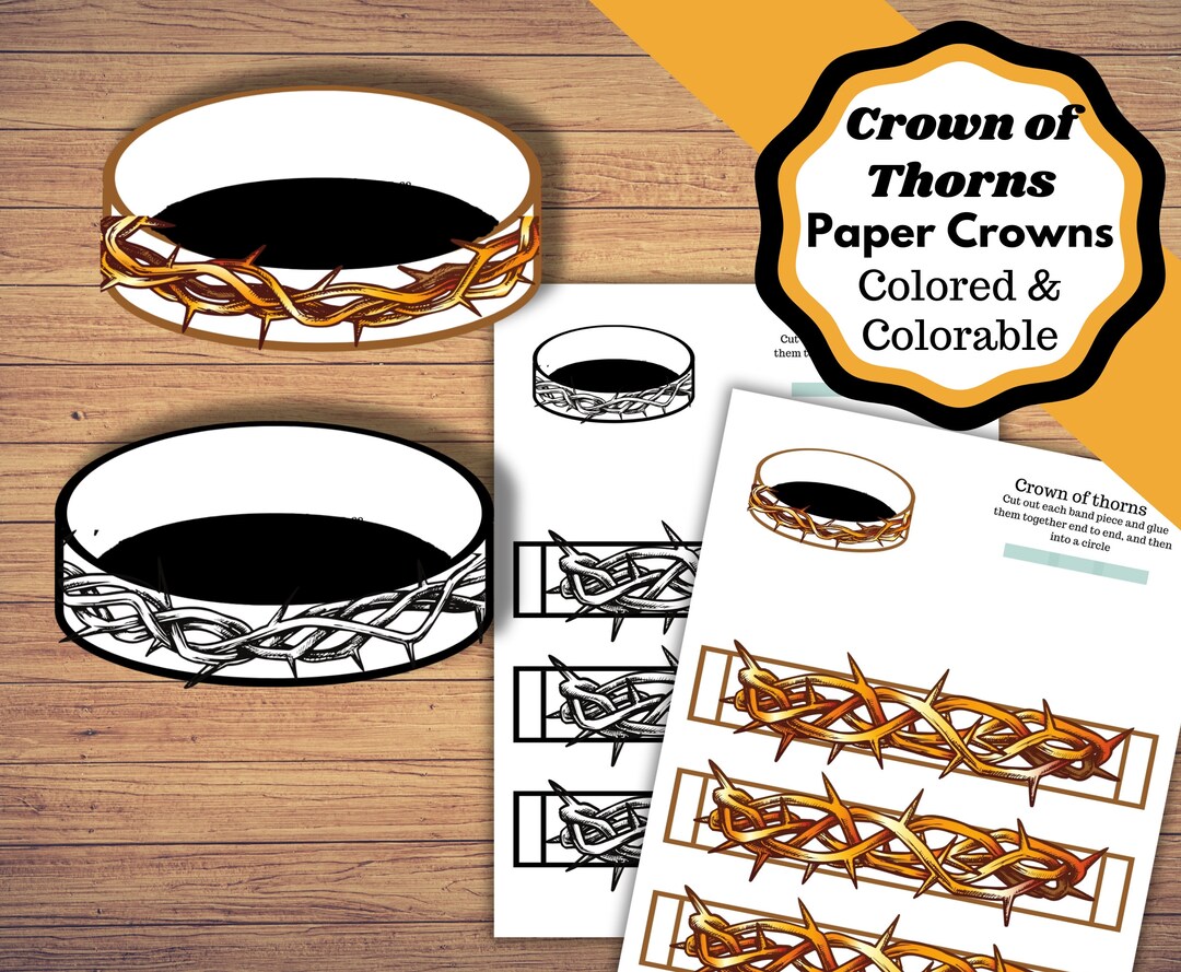 Printable Paper Crowns, Crown of Thorns, Jesus Crown. Bible Craft - Etsy