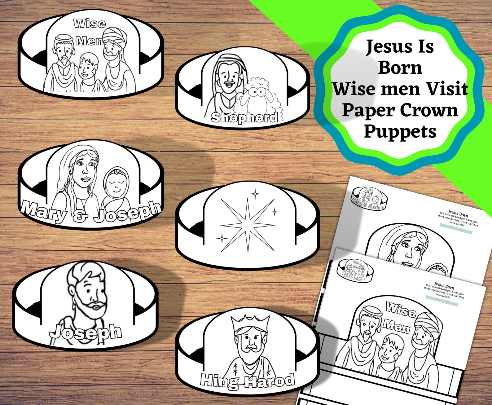 Printable Paper Crowns for the Bible Story of Jesus Being Born and ...