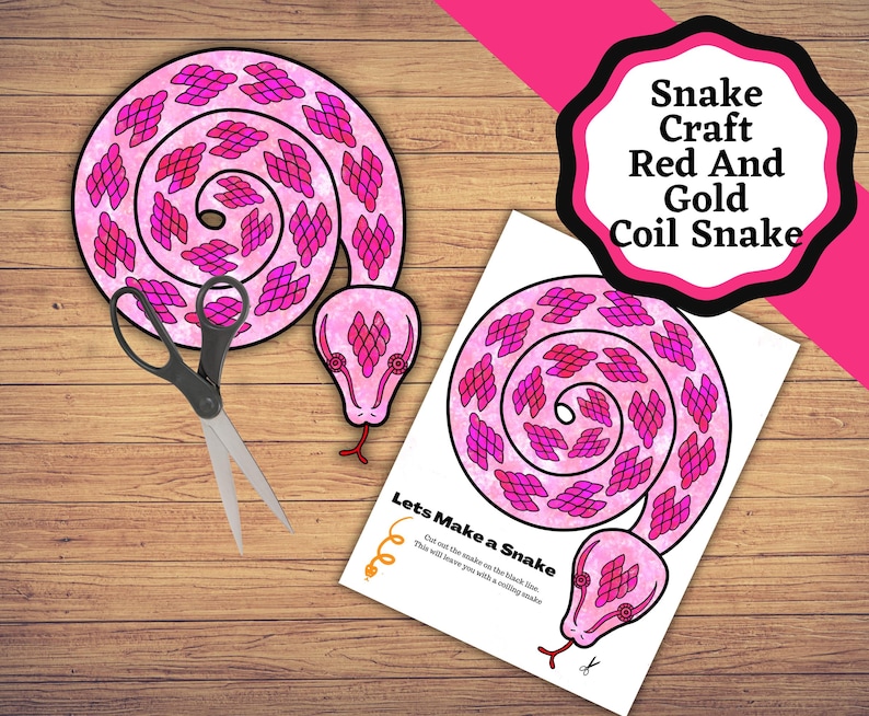 Pink and White Snake Craft, Printable Spiral Snake Craft for Kids. Easy ...