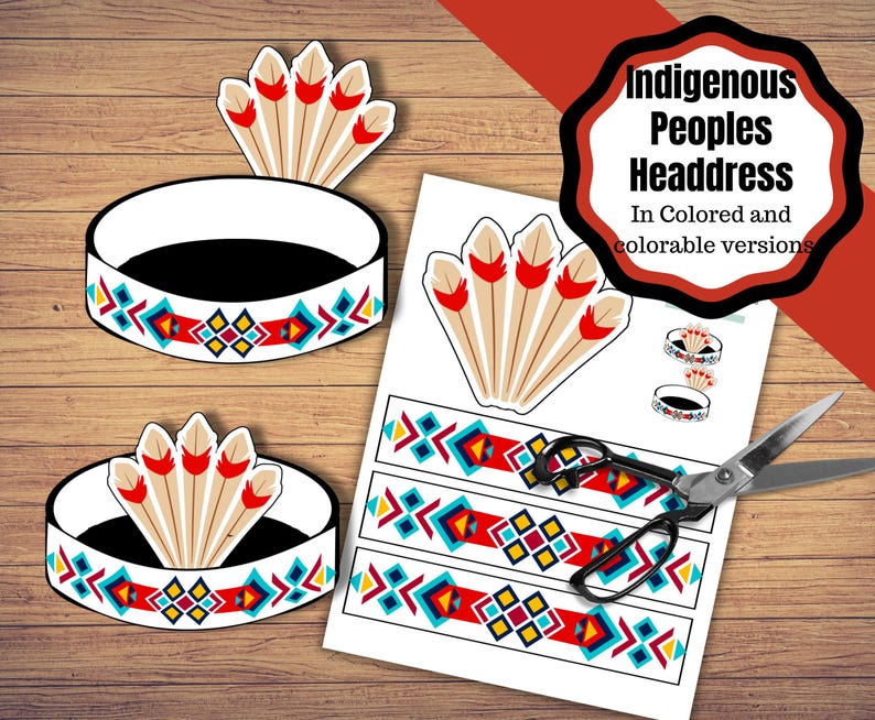Printable Indigenous People Headdress, Native American Headdress ...