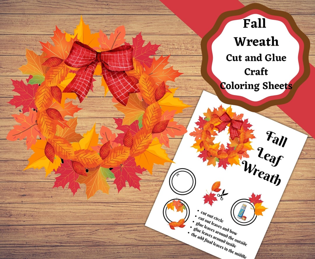 Printable Fall Leaf Wreath, Craft for Kids or Fall Paper Decoration. - Etsy