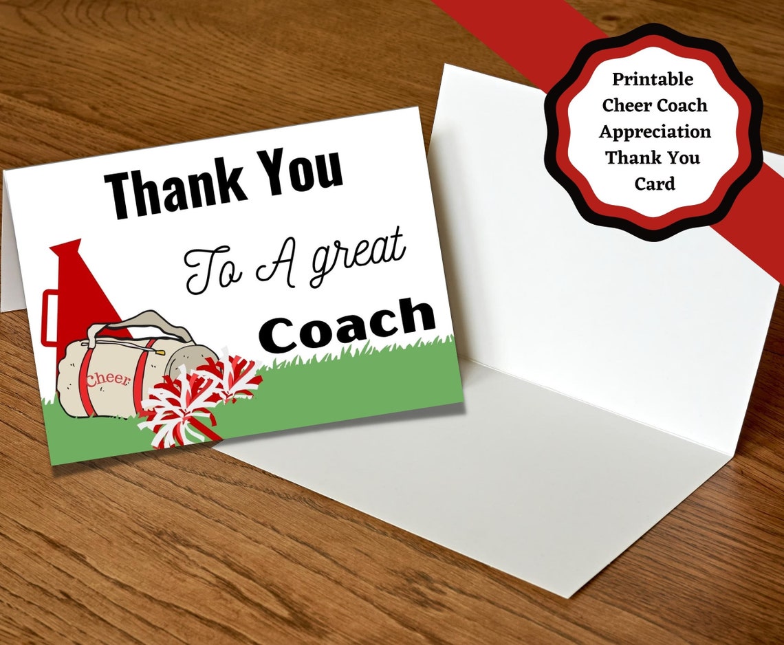 Cheer Coach Printable Thank You Card, Cheerleading - Etsy